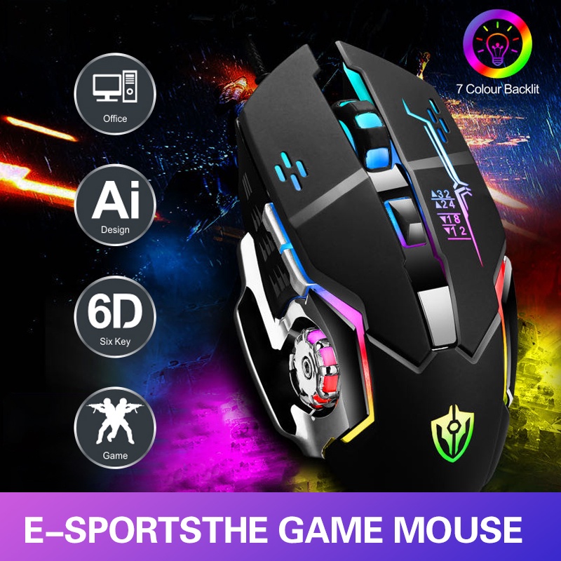 RGB Mechanical Wired Gaming Mouse 4000 DPI USB Mice With 6 Buttons ...