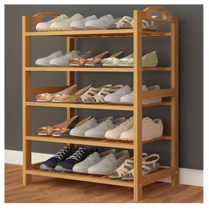 5 Layer Shoe Rack Tier Bamboo Stackable Shoes Organizer Storage Stand ...