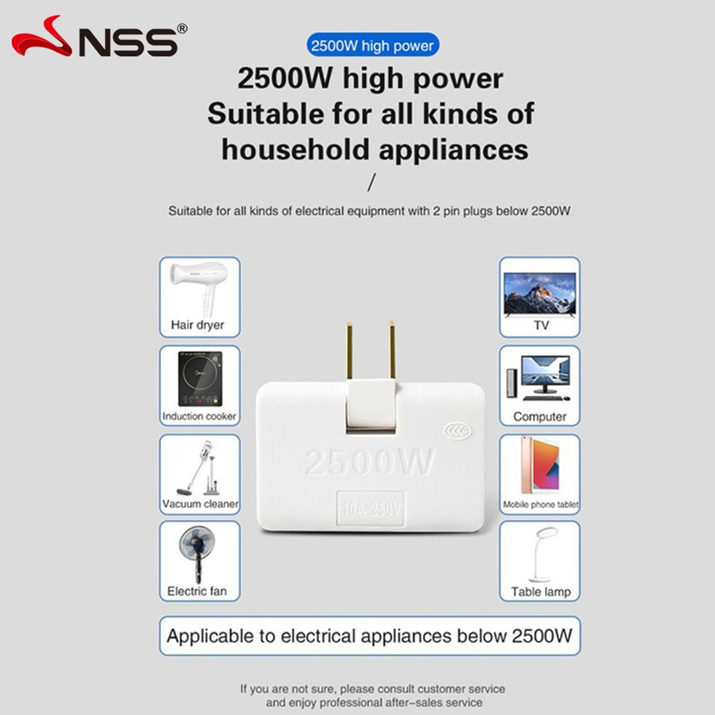 NSS Outlet Extension Power Adapter Socket Three Plug Extension Adaptor ...