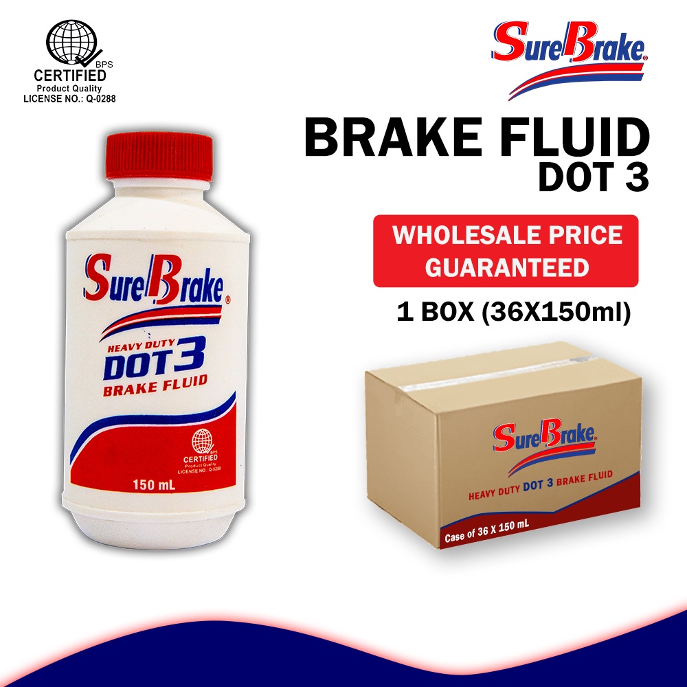 SURE BRAKE Heavy Duty Fluid DOT-3-MOTO (36X150ML) BY BOX | Shopee ...
