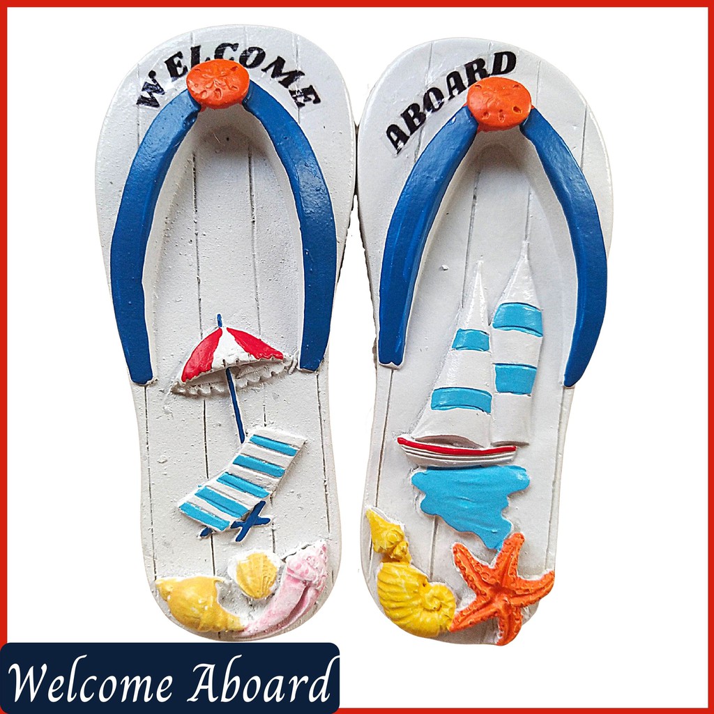 Welcome Aboard Design 2pcs Resin Slipper Design Ref magnet Souvenir ...