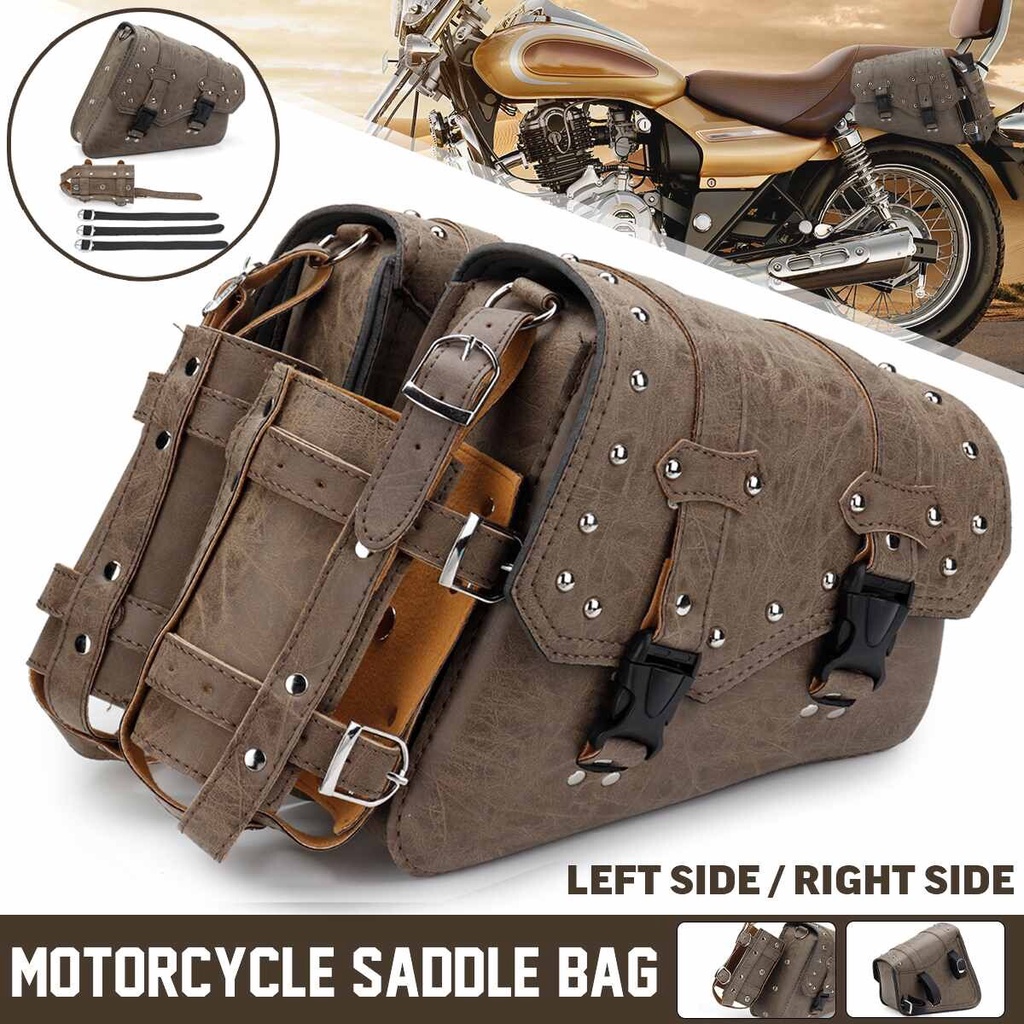 Motorcycle Saddlebags Vintage Brown Side Tool Bags Luggage Storage ...