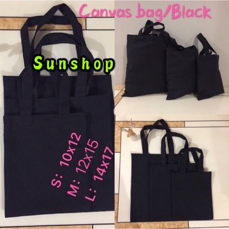 Canvas Tote bag / katcha Flat bag plain“Black | Shopee Philippines