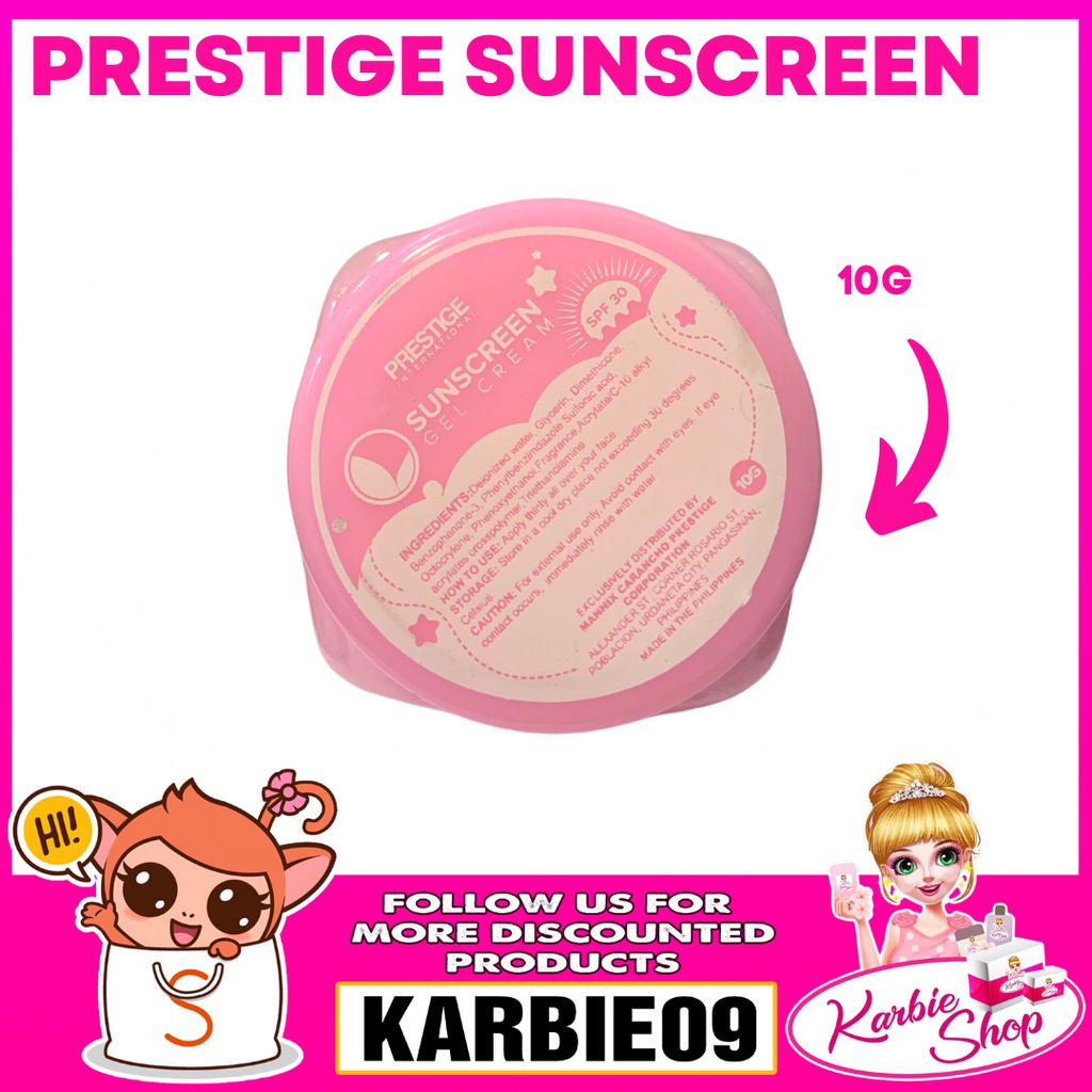 orig PRESTIGE Sunscreen Gel Cream SUNBLOCK 10G (best seller) | Shopee ...