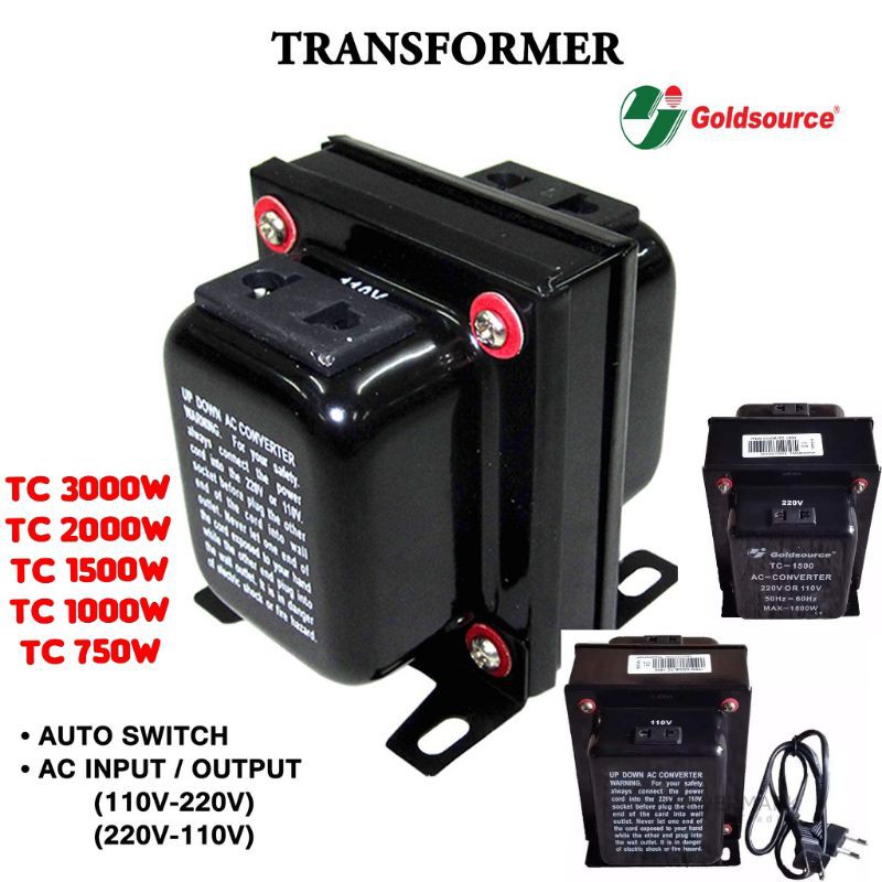 Goldsource Auto-Switch Transformer (110V / 220V) - 750Watts to 3000 ...