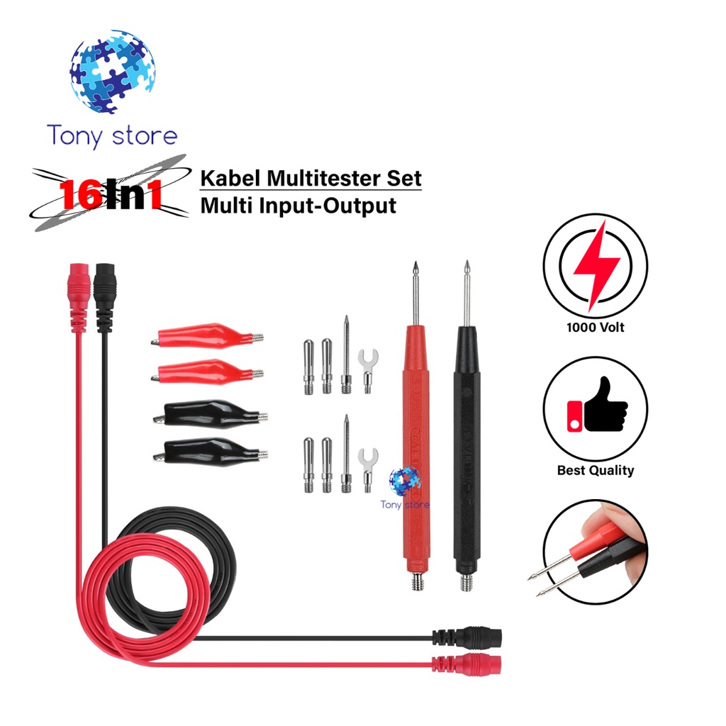 Multimeter Multitester Cable Set Multi Input Output 16in1 1000V