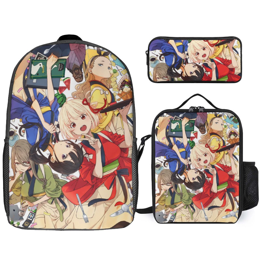 3pcs/set Anime Lycoris Recoil Backpack Multifunction Book Bag With ...