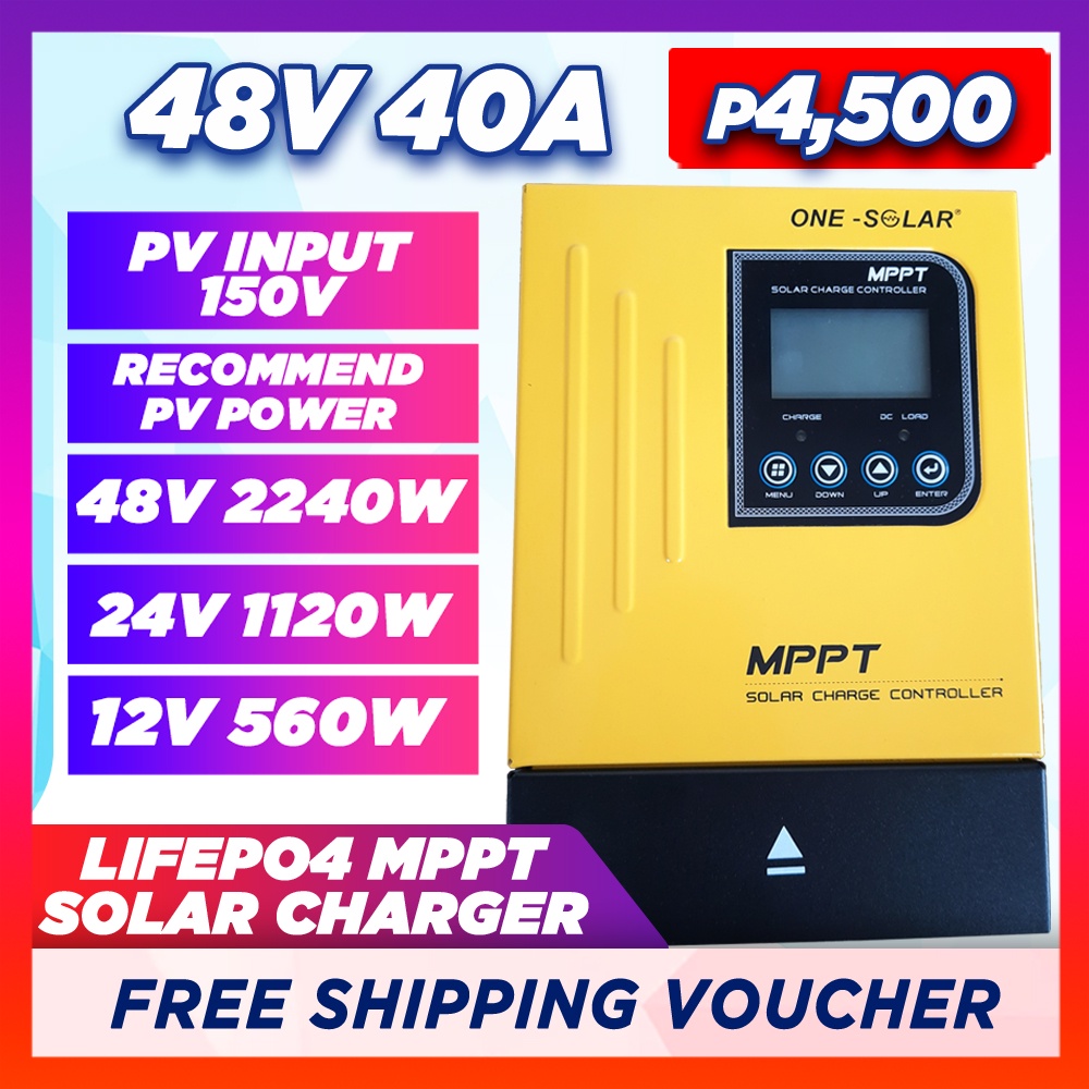One Solar Mppt 40A Charger Charge Controller 12V 24V 48V 40A 60A 80A 100A not SRNE | Shopee ...