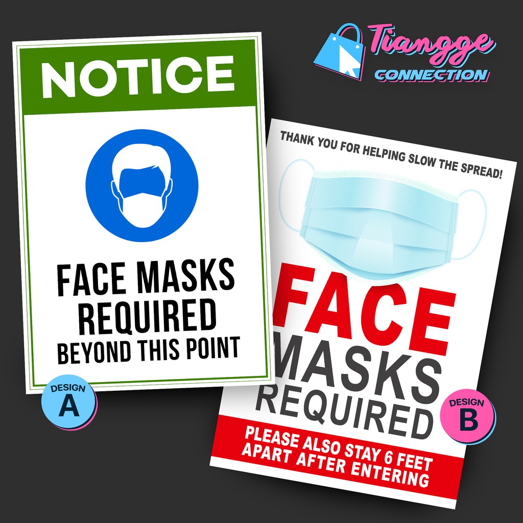 Wear Face Mask Sign WATERPROOF (for Businesses) (vinyl sticker ...