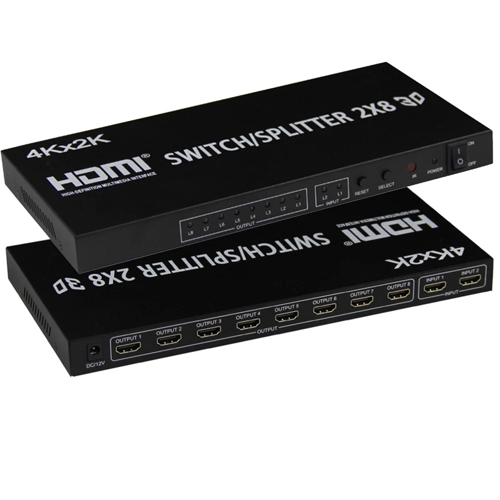 4K HDMI Switch Splitter 2x8 Matrix HDMI Speed Switch Splitter 2 in 8 ...