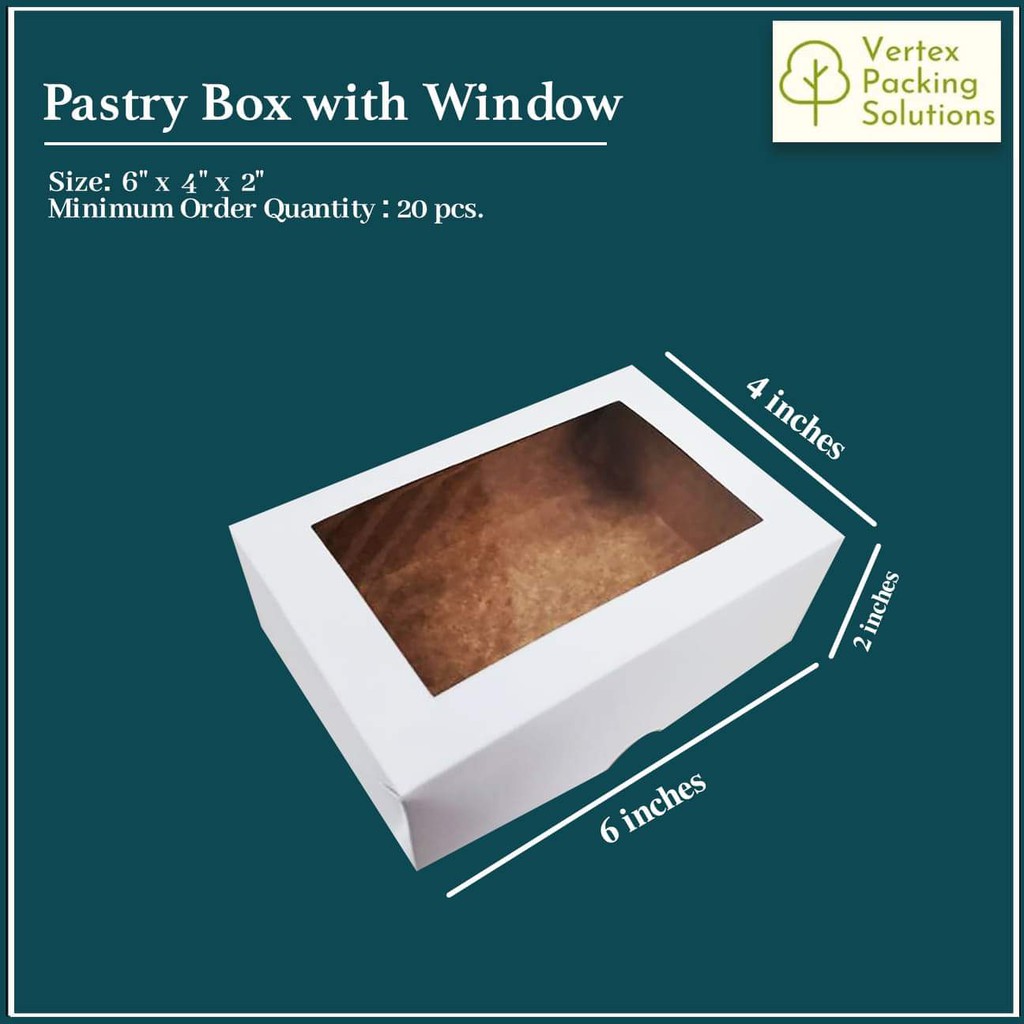 20PCS Cake and Pastry Box 6x4x2 with Window. For cake, donuts, pastries ...