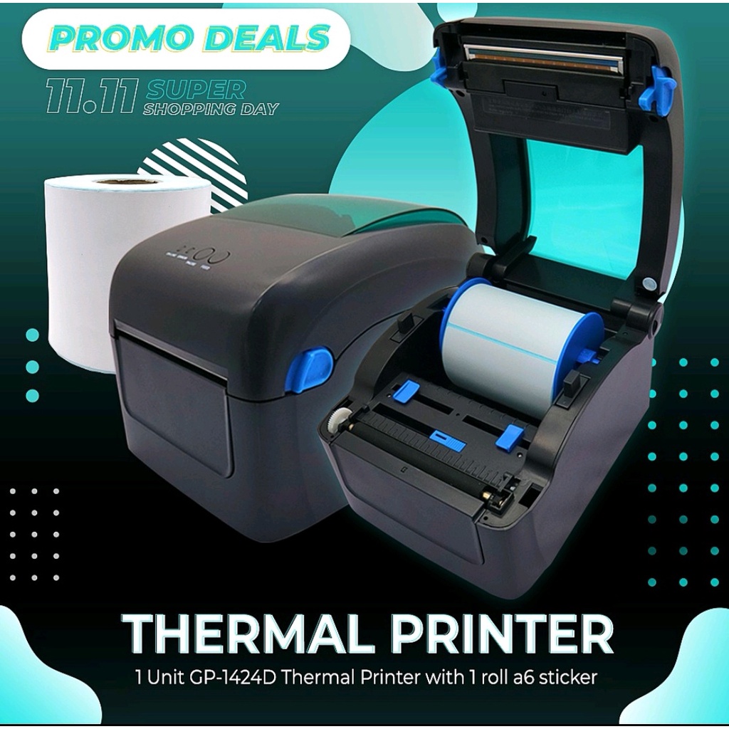 PROMO! Thermal Printer + One Free100*150MM Thermal Sticker/Shopee ...