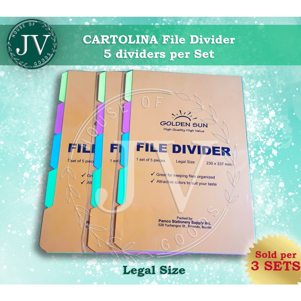 Cartolina File Divider 3 Sets of 5pcs | Shopee Philippines