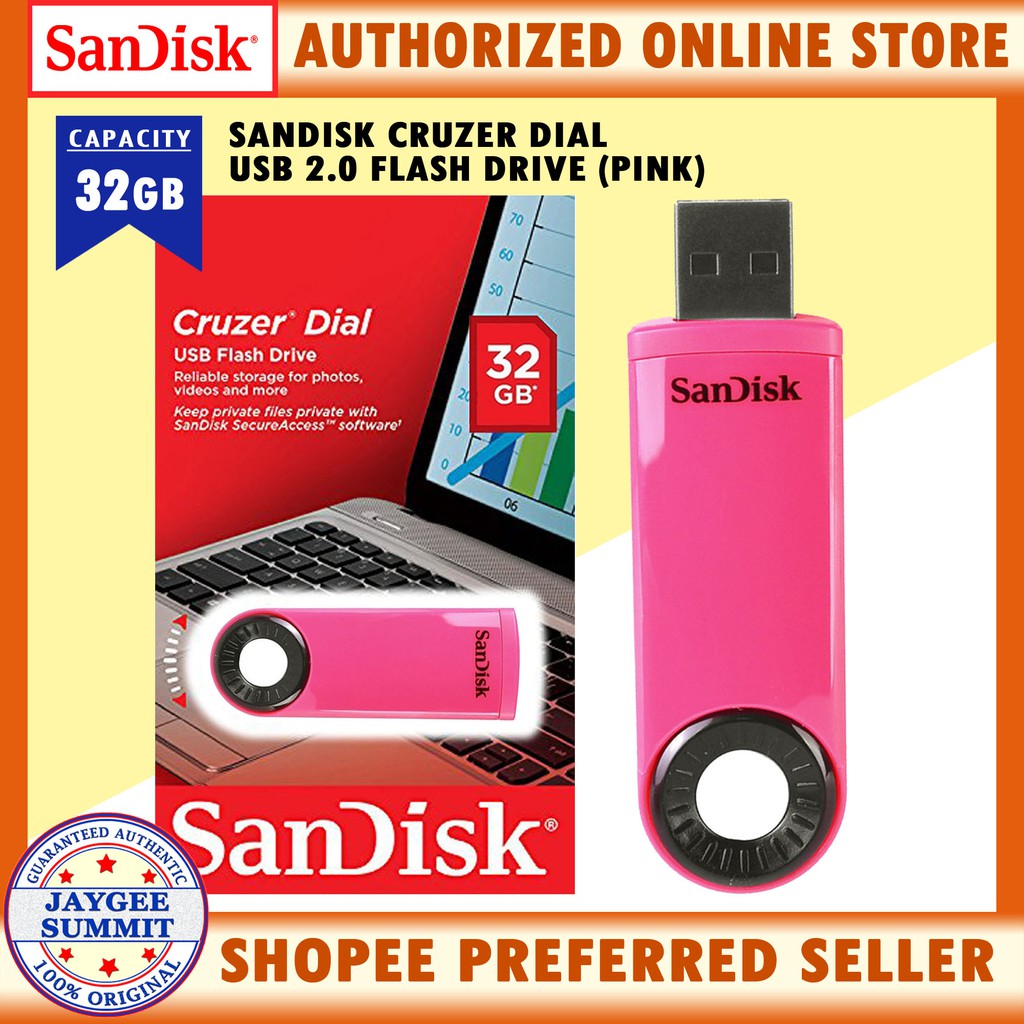 SanDisk Cruzer Dial 32GB Flash Drive USB 2.0 (Pink) | Shopee Philippines