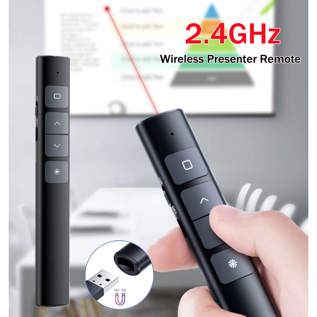 Wireless Presenter Remote RF 2.4GHz Wireless Presenter Remote Clicker Presentation USB Control ...