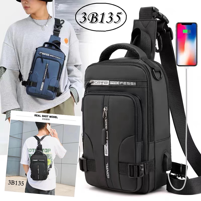 New Men Cross Body Bags Waterproof Nylon Chest Bag Multi-Functional ...