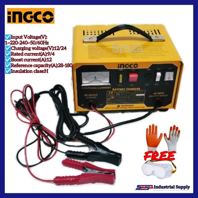 Ingco Battery Charger 12 24v Ing Cb1601 Free Gloves And Goggles
