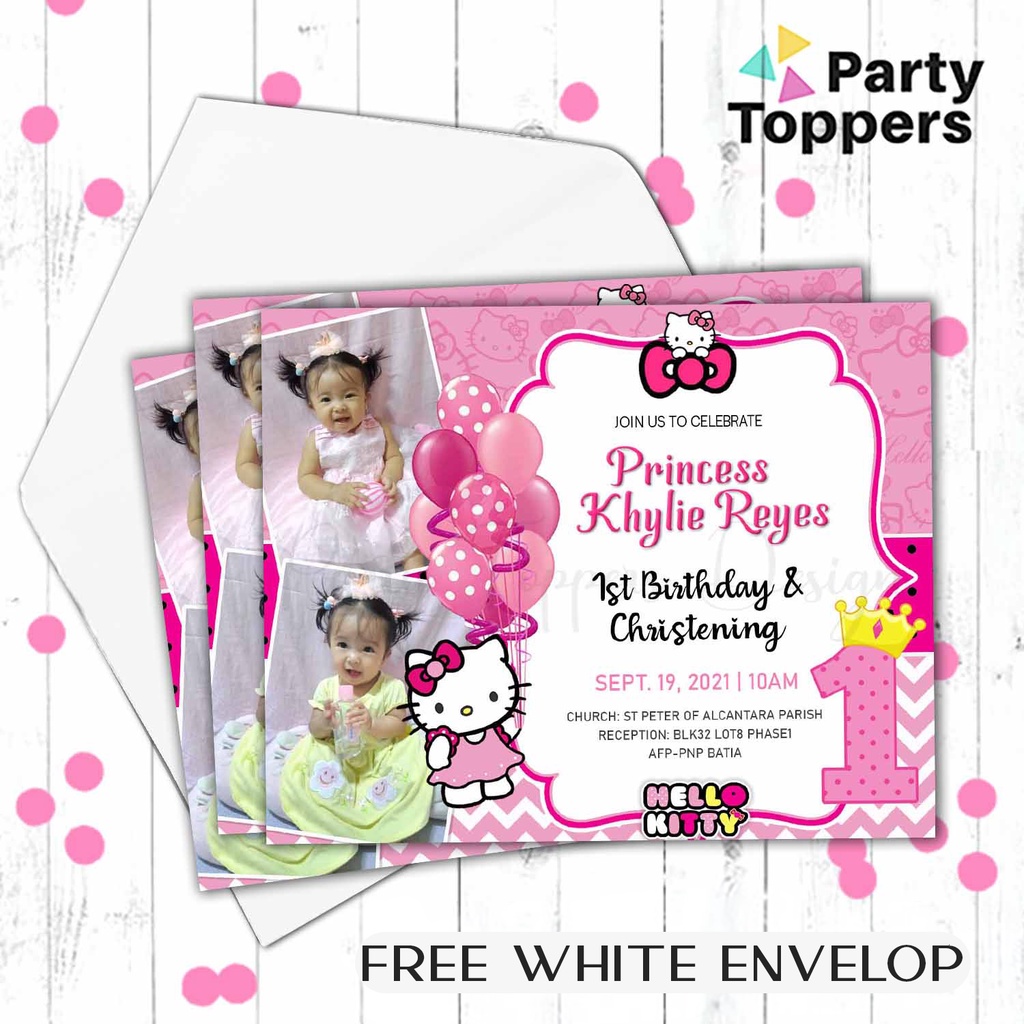 Hello Kitty 1st Birthday Invitations