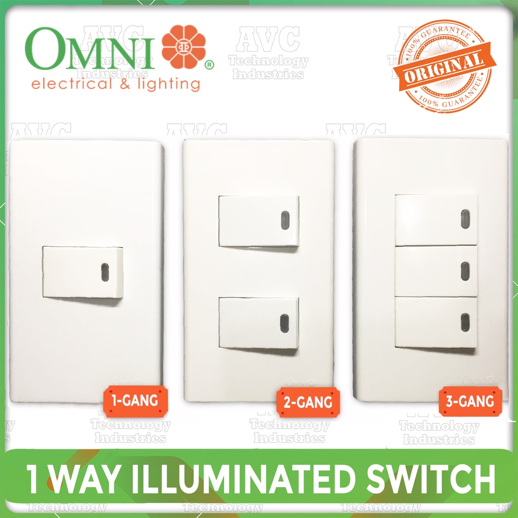 OMNI 1 One Way Illuminated Switch 1 2 3 Gang | Shopee Philippines