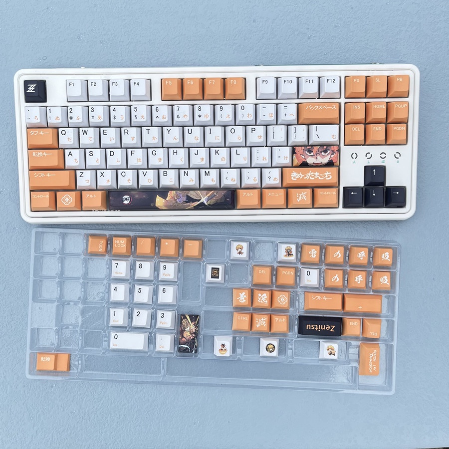 133 Keys Agatsuma Zenitsu Keycap Cherry Profile Demon Slayer Anime PBT ...