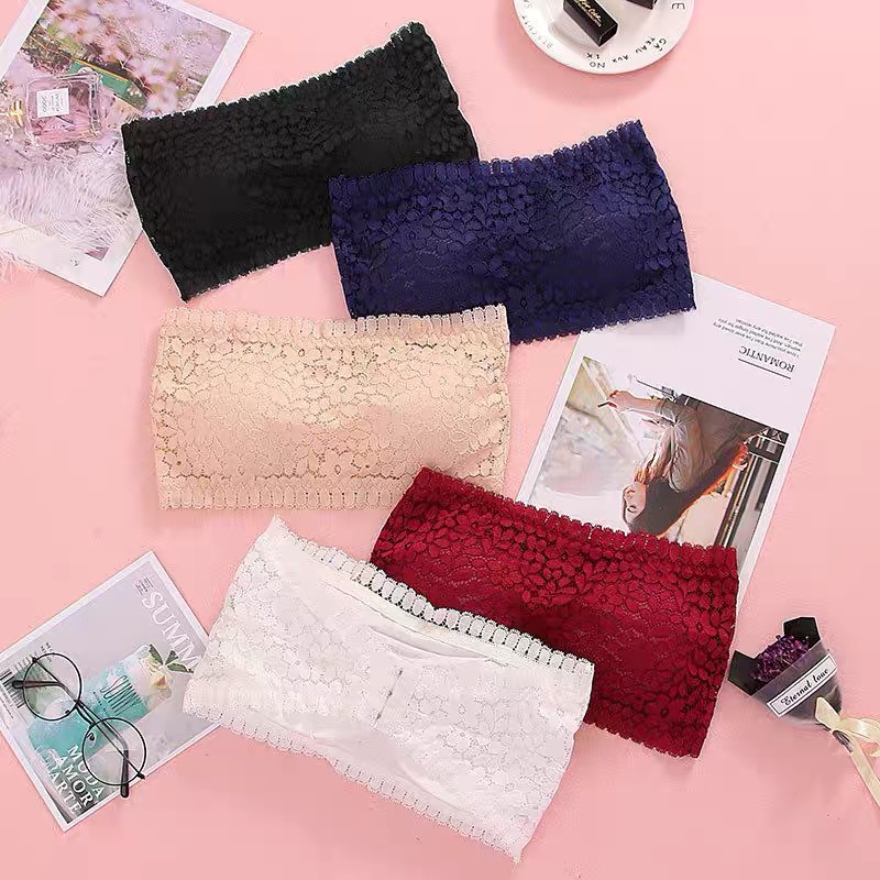Sexy Lace Tube Bra with 3buckles and Removable Padded | Shopee Philippines