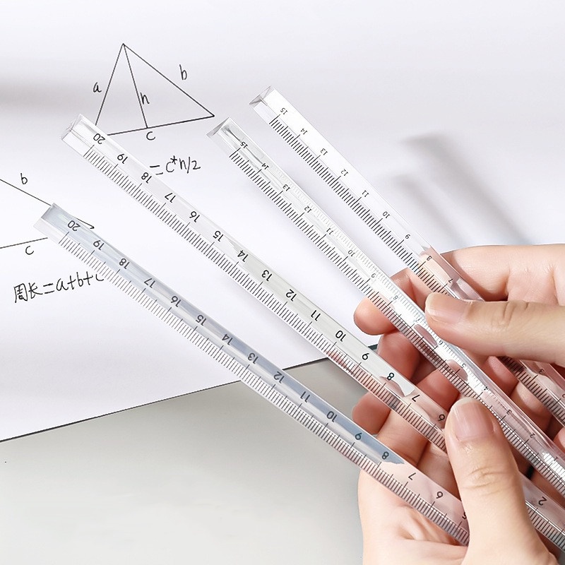 15CM Transparent Color Triangular Rulers Straight Ruler Students Learn ...