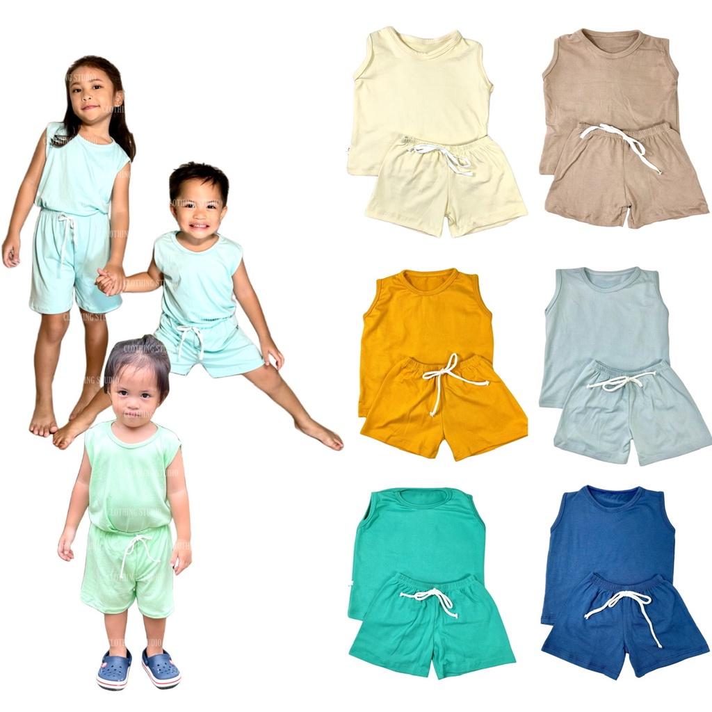 Unisex Kids Plain Terno Sleeveless Shorts / Sando Shorts / Basic ...