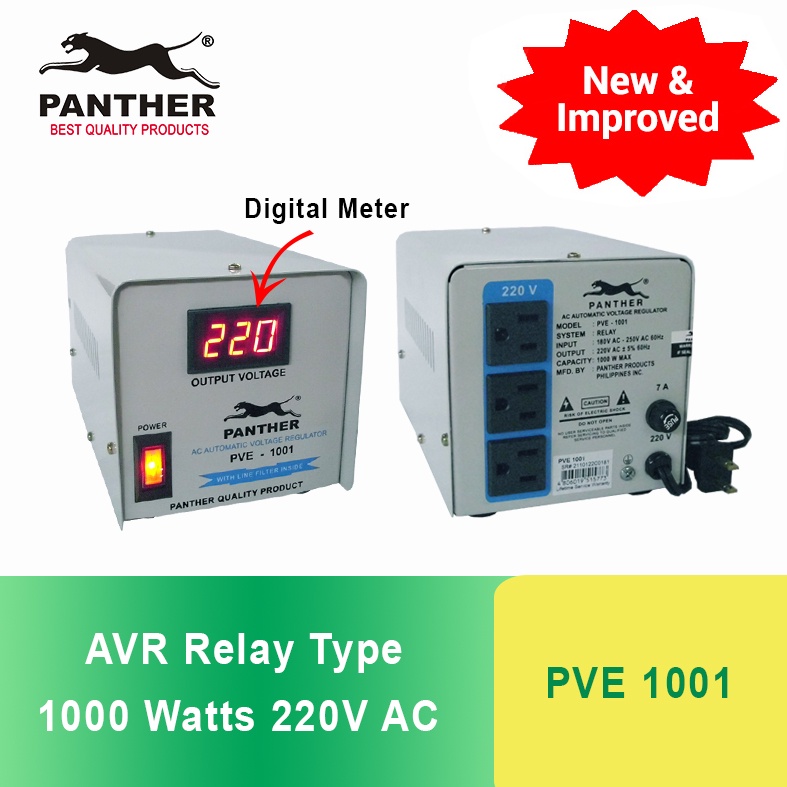 Panther PVE 1001 AVR Relay Type, Output 220V AC | Shopee Philippines