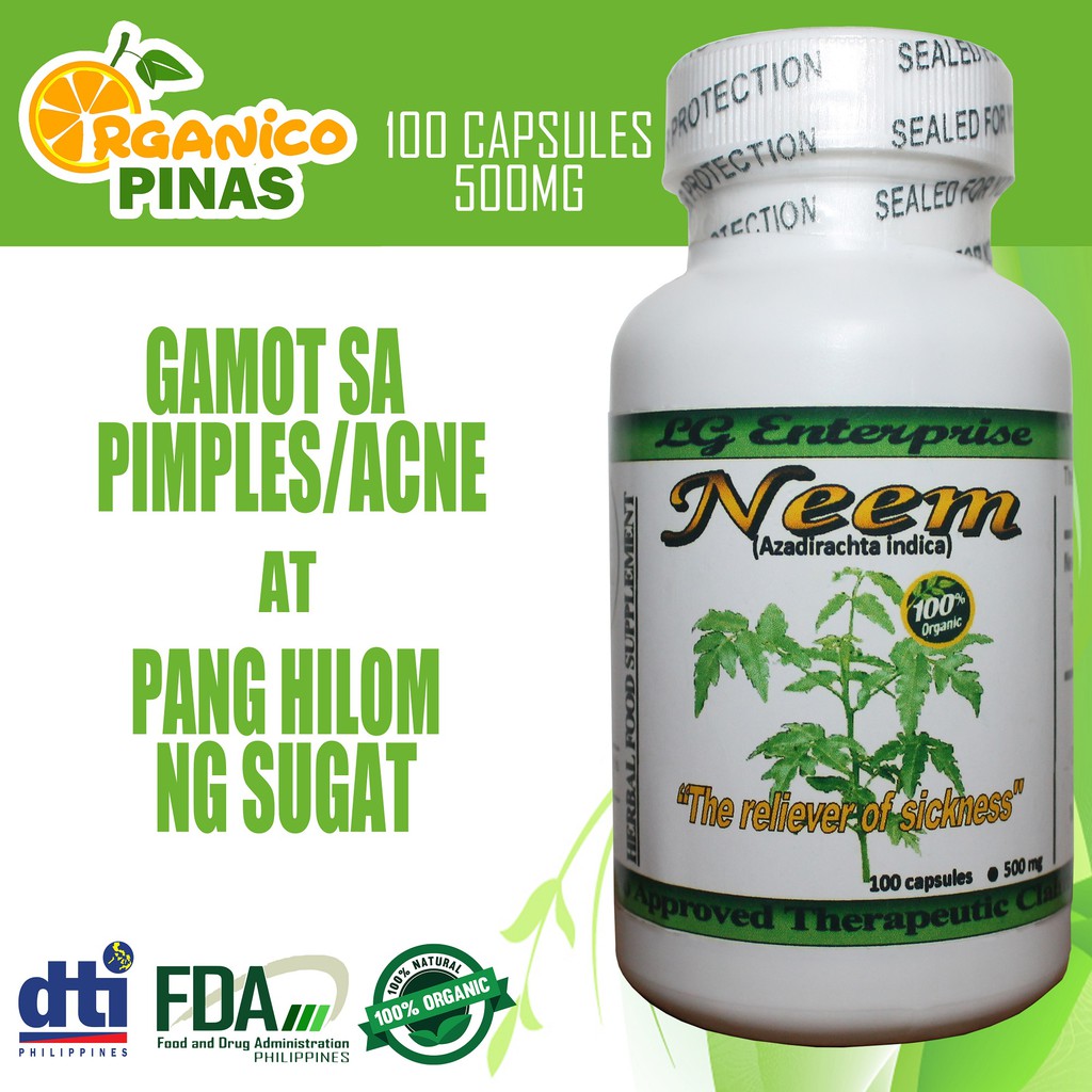 Neem Gamot sa Pimples/Acne at pang Hilom ng Sugat Capsules 100s x 500mg ...