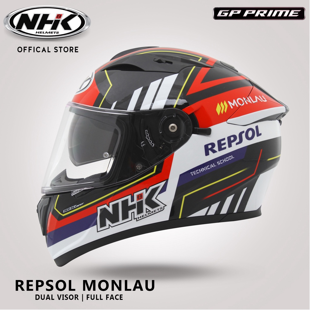 NHK Helmet GP PRIME Repsol Monlau Face Dual Visor | FREE NHK ARMSLEEVES ...