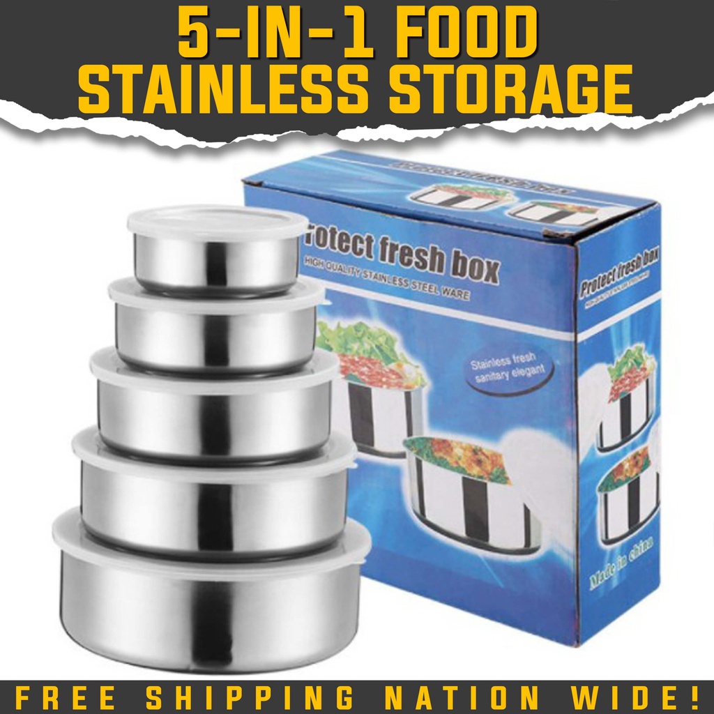 Food Storage Canister 5 pcs High Quality Stainless Steel Ware Set 5 in ...