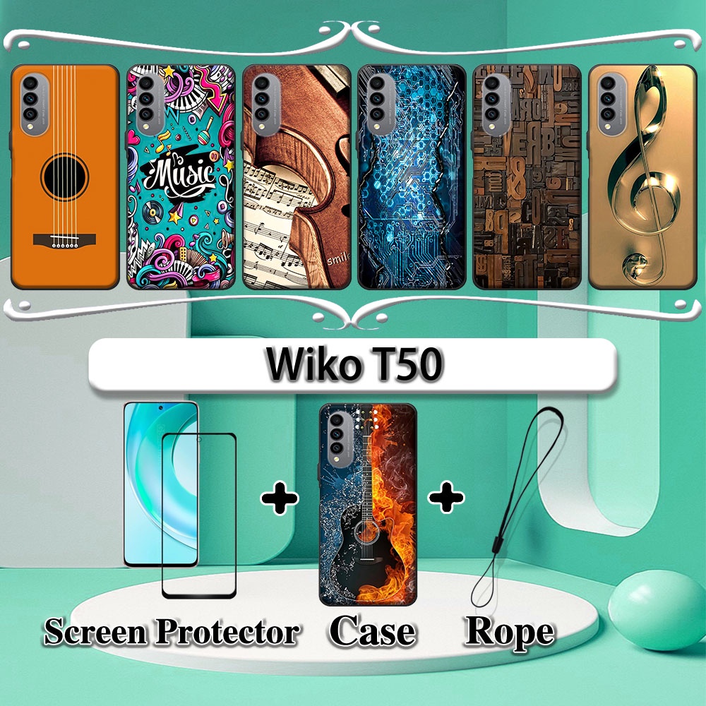 2 IN 1 Wiko T50 Case with Tempered Glass Curved Ceramic Screen Protector Music | Shopee Philippines