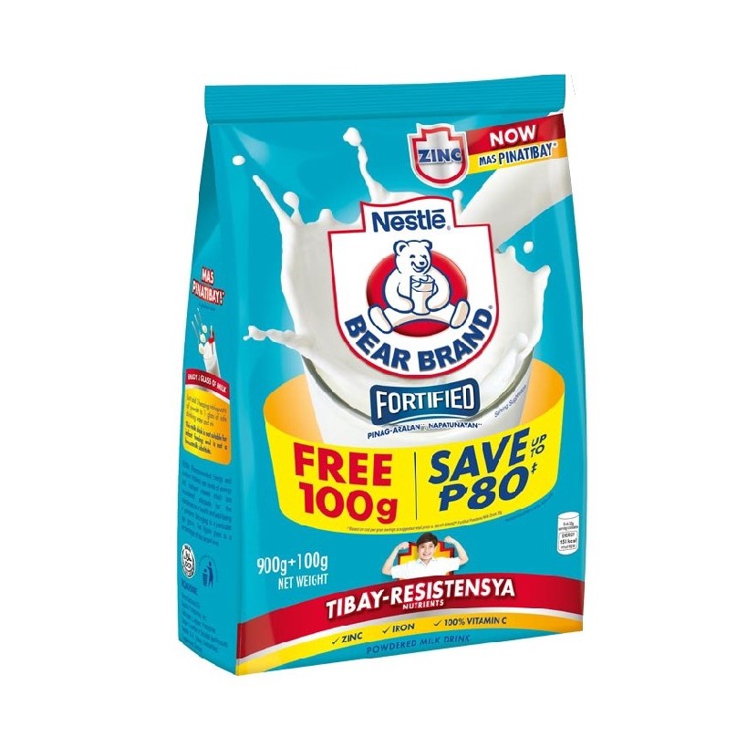 Bear Brand Fortified Powdered Milk Drink 900g + 100g | Shopee Philippines
