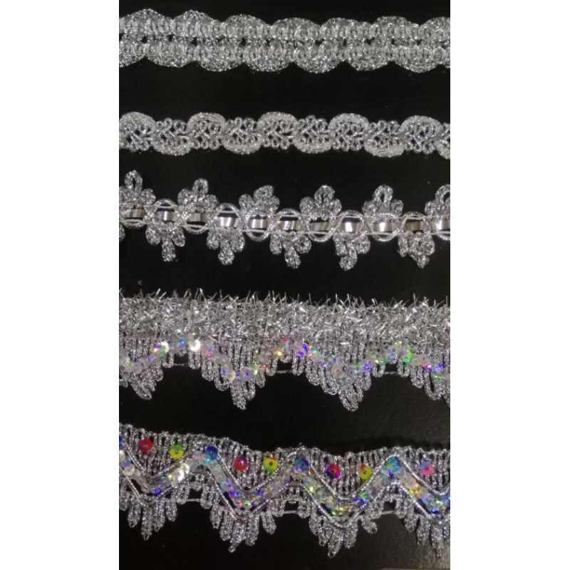 Silver Lace Trimmings (Metallic) Sold per yard | Shopee Philippines