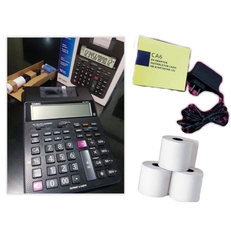 Casio HR-100RC HR100RC with Power Adoptor and 3 Paper Rolls | Shopee ...