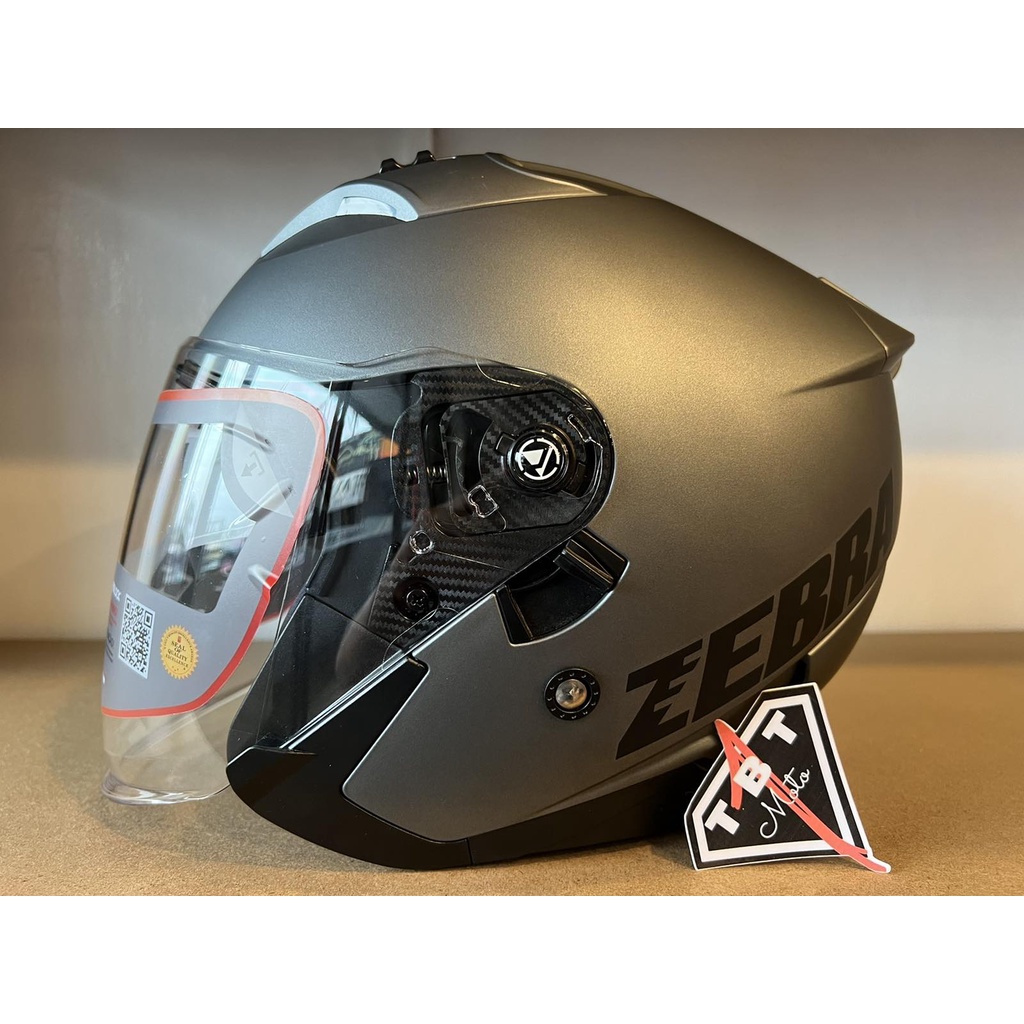 ZEBRA YM-902 Matte Gray Dual Visor Half Face Helmet / PS, DOT, ECE ...