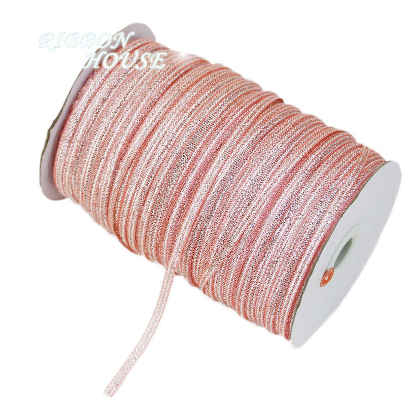 (40m / hand) 1/8 '' (3mm) Pink metallic glitter on ribbon colorful gift ...