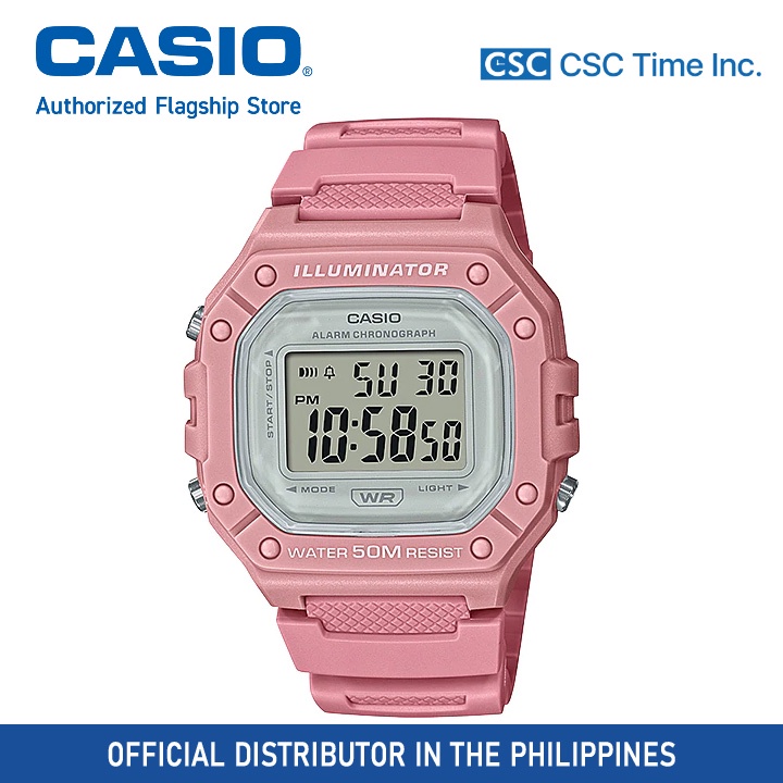 Casio (W-218HC-4AVDF) Pink Resin Strap 50 Meter Digital Watch | Shopee Philippines
