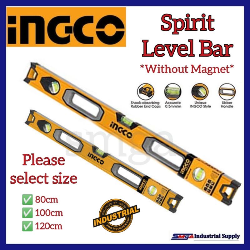 Ingco Industrial Spirit Level Bar with 1.5 Thick ess (Pls. Select Size ...