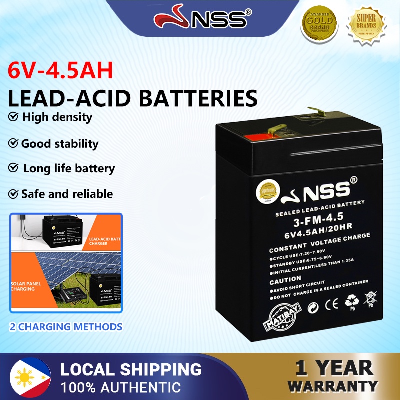 NSS Solar Battery 6V 4.5AH Sealed Acid Battery Outdoor Emergency ...
