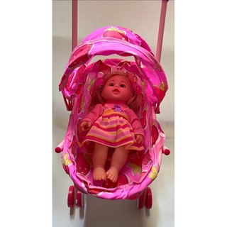Baby Doll with Metal Stroller Cute Rubber Dolls Manika Toy Toys ...