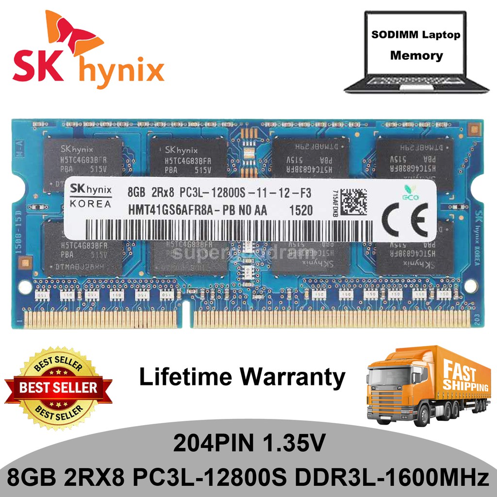 SK Hynix 8GB 2RX8 PC3L-12800S DDR3L-1600MHz 1.35V SODIMM Laptop Memory RAM Notebook RAM | Shopee ...
