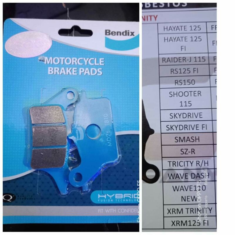 BENDIX Brake Pad For Smash / wave dash / trinity | Shopee Philippines
