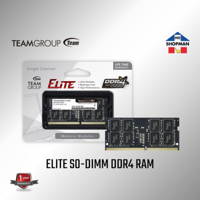 Teamgroup Team Elite So Dimm 4Gb 8Gb 16Gb 2400MHz / 2666Mhz / 3200mhz Laptop DDR4 Sodimm RAM ...