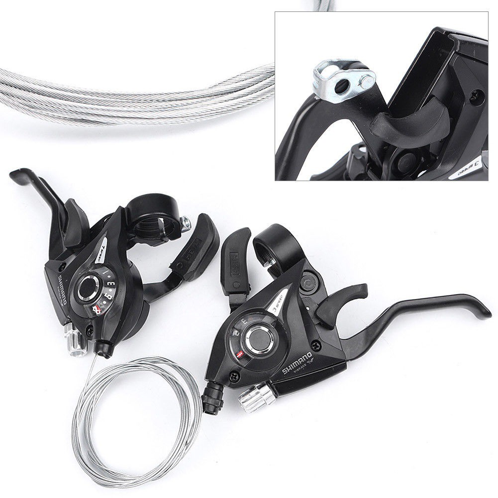 3 x 8 Speed Shifter / Brake Lever Combo Black V-Brake w/ Cable #1041 ...