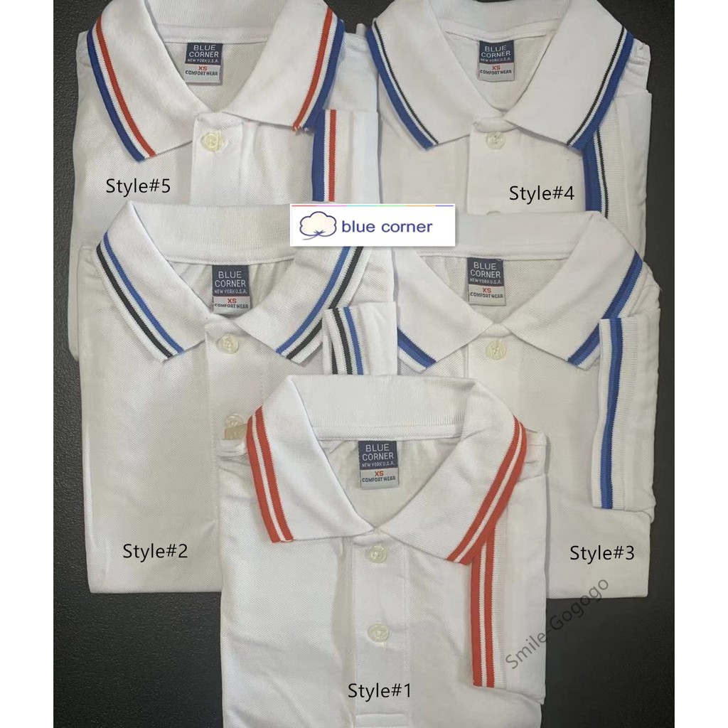 Blue Corner Men's Polo Shirt White with Lining Style#1/#2/#3/#4/#5 ...