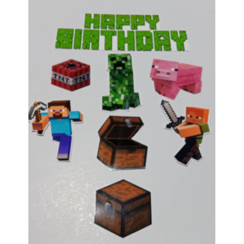 Minecraft Birthday Cake Topper Template Printable DIY, 50% OFF