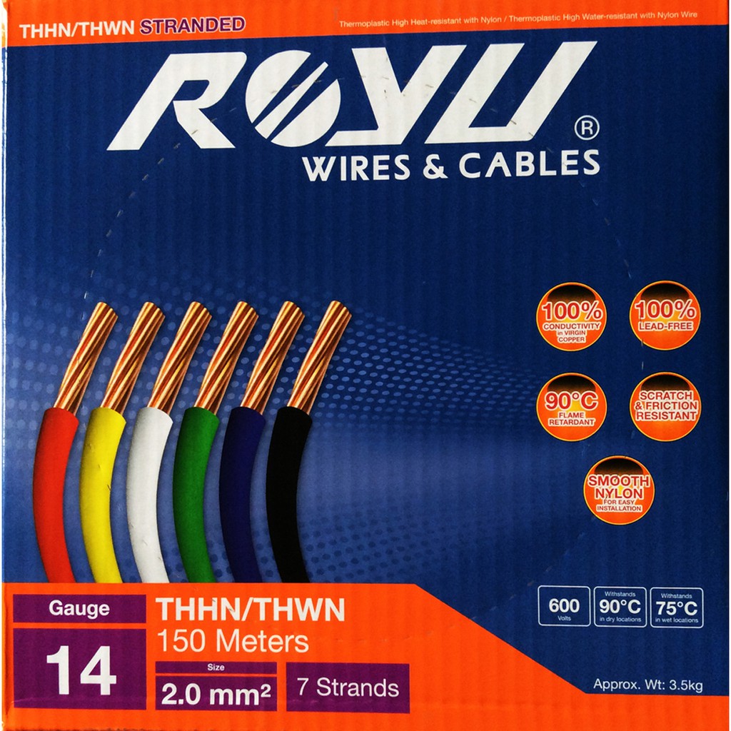 Royu THHN THWN Wire 14 Stranded 2 0mm2 Shopee Philippines