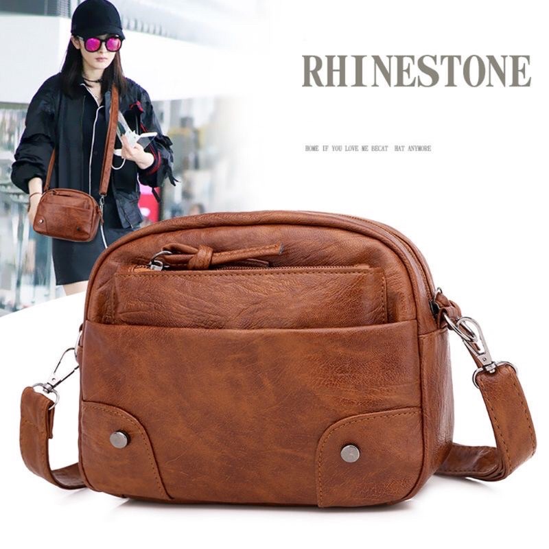 Abe co #2237 sling bag womens bag fashion retro PU leather sling ...