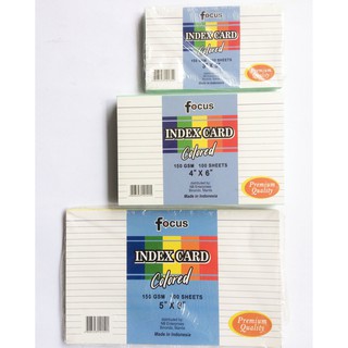 Index Card (Colored) Focus 1/2 (5"x 8") , 1/4 (4"x 6"), 1/8 (3" x 5 ...